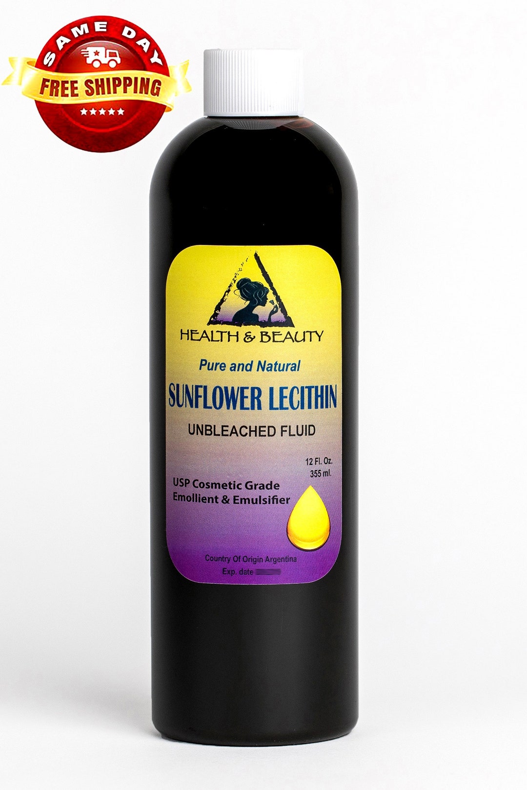 12 Oz LECITHIN SUNFLOWER UNBLEACHED Fluid Liquid Emulsifier Emollient ...