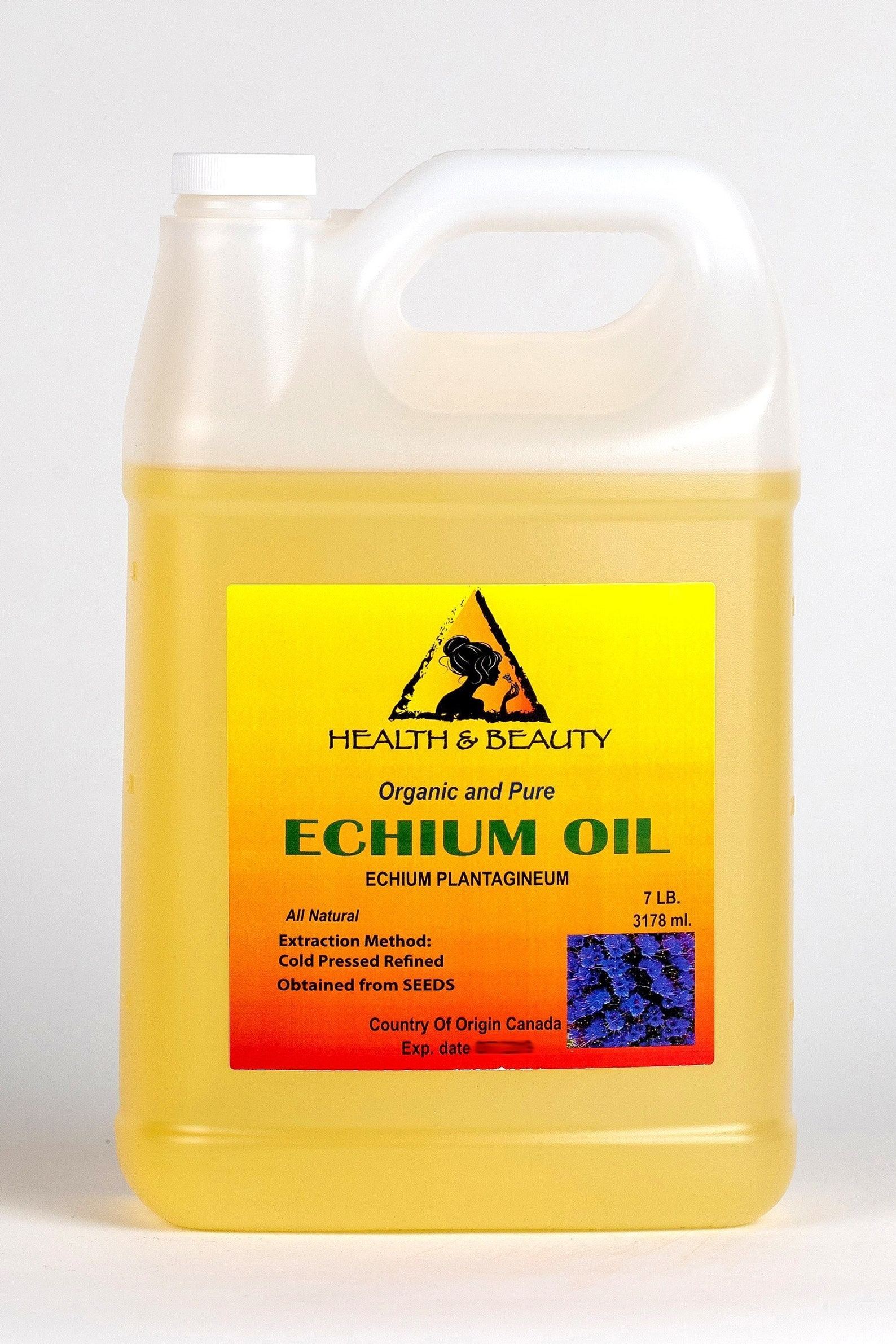 7 Lb, 1 Gal Organic Echium Seed Oil: Cold Pressed, Refined Carrier Oil ...