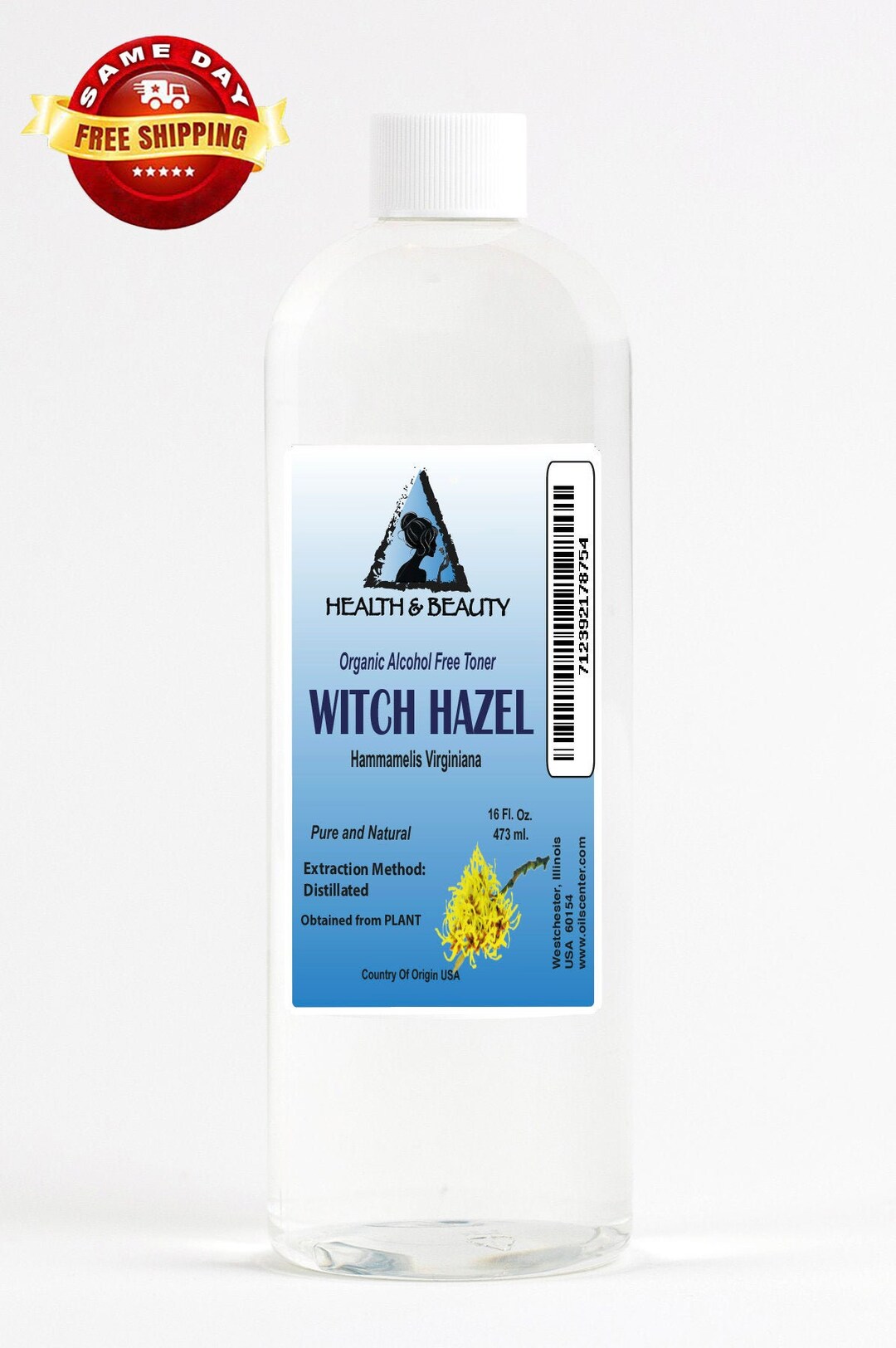 32 Oz WITCH HAZEL TONER Distillate Face Cleanser All Natural 100% Pure ...