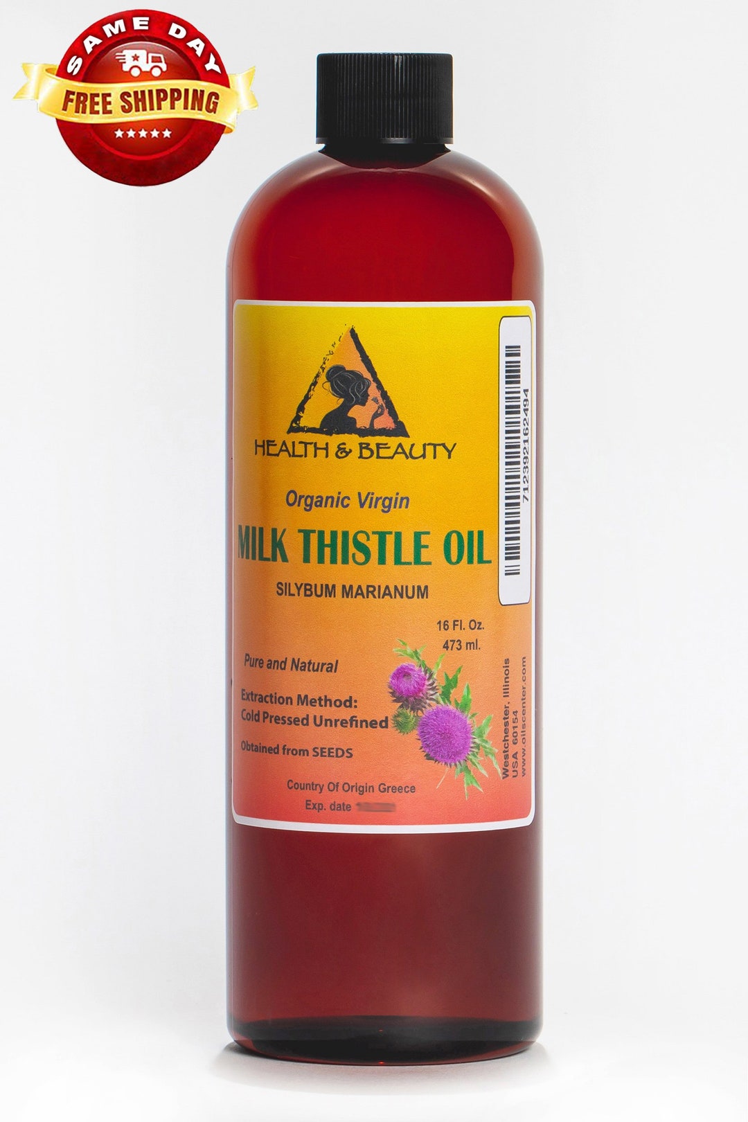 16 Oz MILK THISTLE SEED Oil Unrefined Organic Virgin Cold Pressed Pure ...