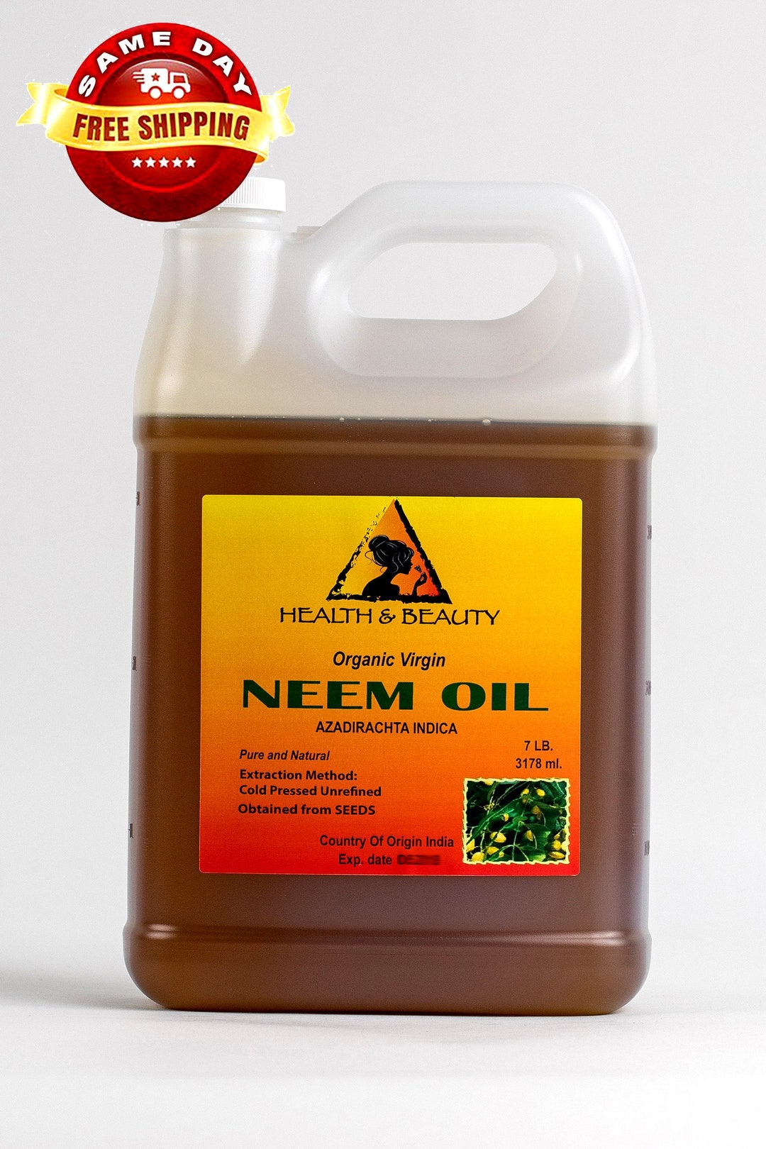 7 Lb, 1 Gal NEEM OIL UNREFINED Organic Carrier Cold Pressed Virgin Raw ...