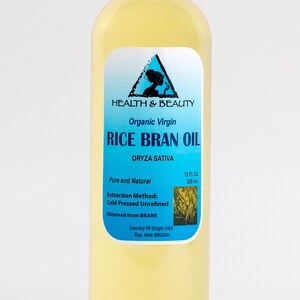 12 Oz RICE BRAN OIL Organic Carrier Unrefined Cold Pressed Virgin Raw ...