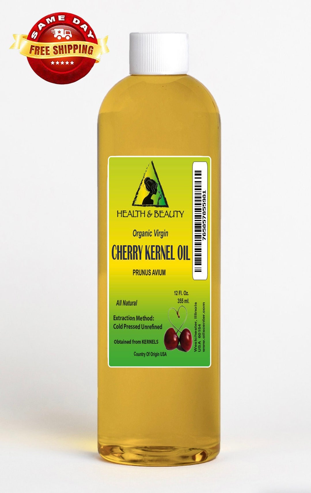 12 Oz CHERRY KERNEL OIL Unrefined Virgin Organic Carrier Cold Pressed ...