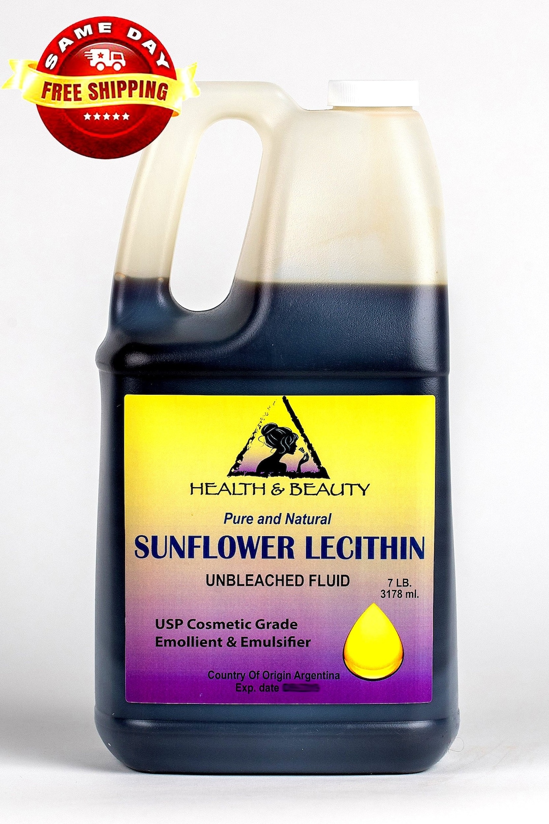 7 Lb, 1 Gal LECITHIN SUNFLOWER UNBLEACHED Fluid Liquid Emulsifier ...