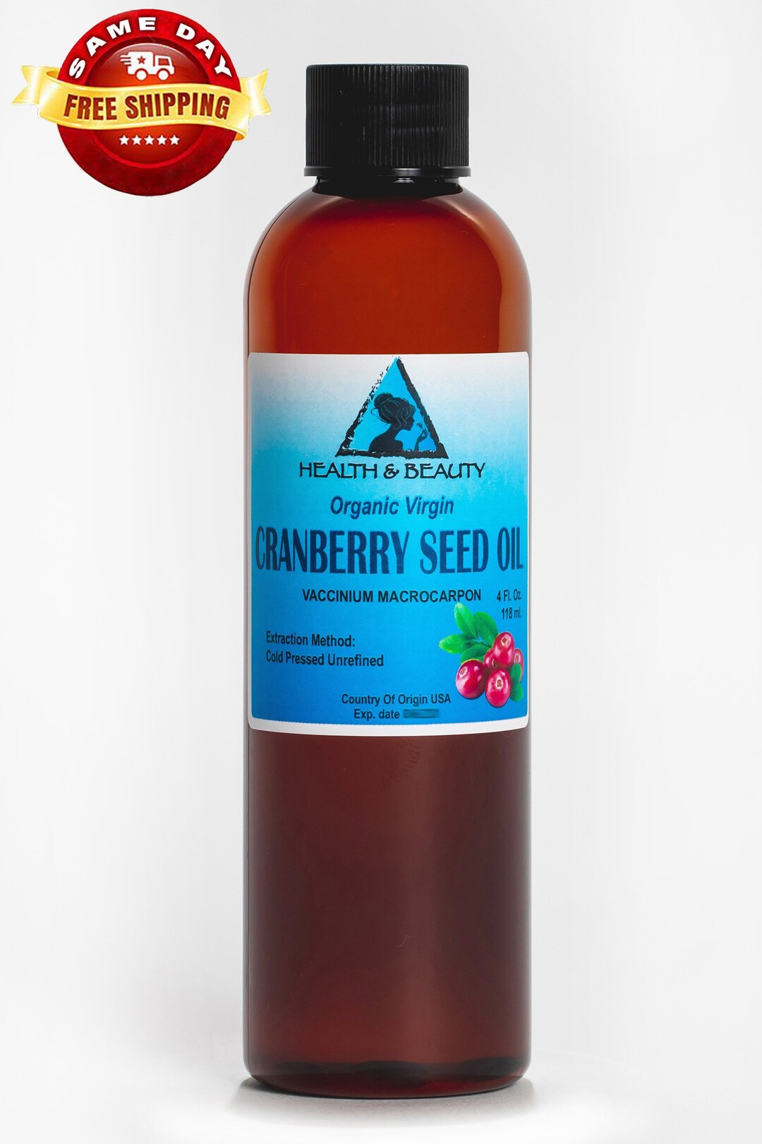 4 Oz CRANBERRY SEED OIL Unrefined Organic Virgin Cold Pressed Raw ...