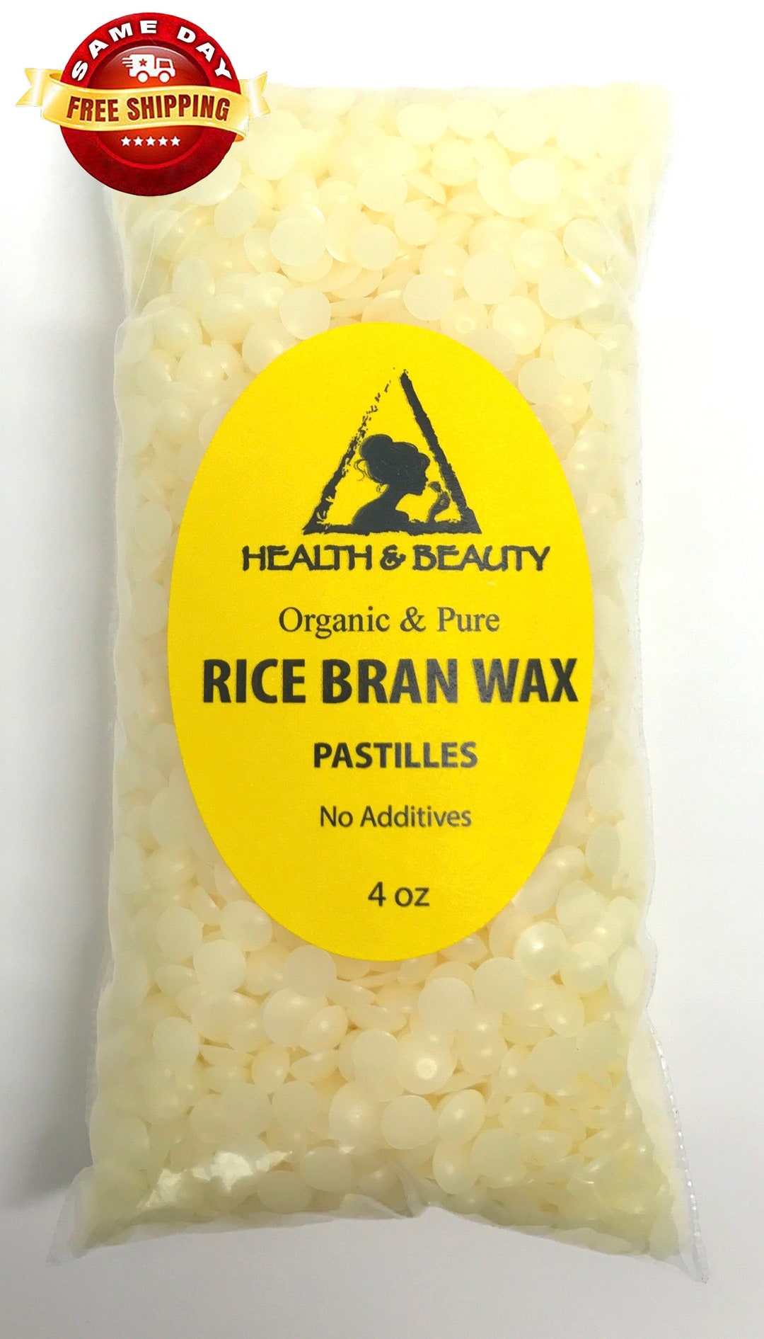 4 Oz RICE BRAN WAX Organic Vegan Pastilles Vegetable Beads Premium ...