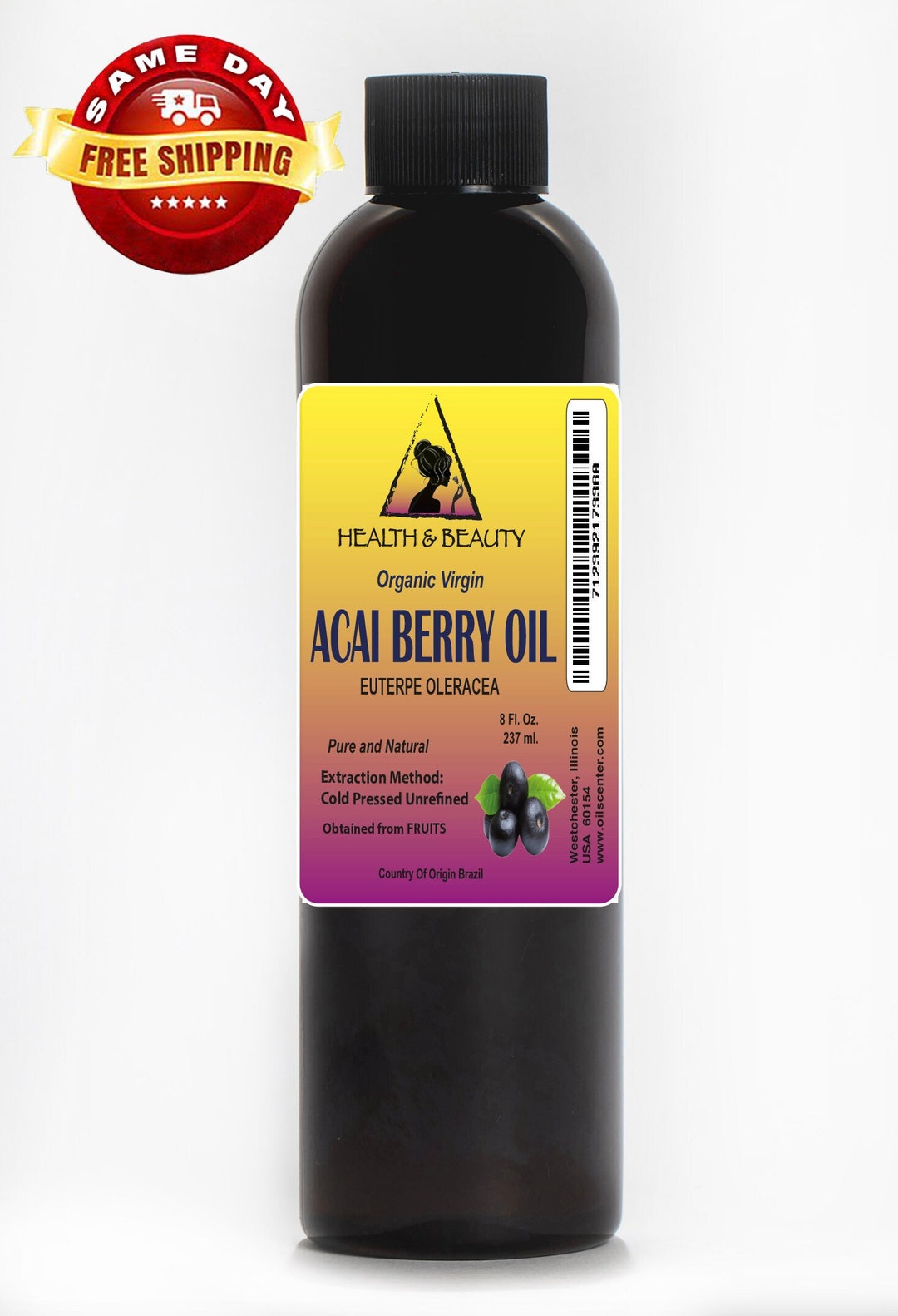 8 Oz ACAI BERRY OIL Unrefined Organic Virgin Cold Pressed Raw Natural ...