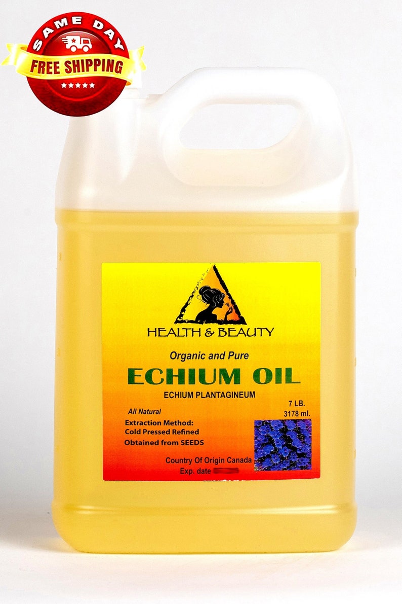 7 Lb, 1 Gal Organic Echium Seed Oil: Cold Pressed, Refined Carrier Oil ...