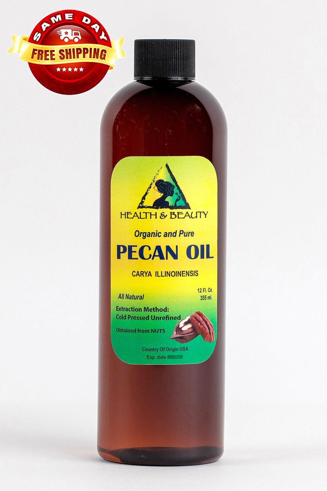 12 Oz PECAN OIL UNREFINED Organic Carrier Cold Pressed Virgin Raw ...