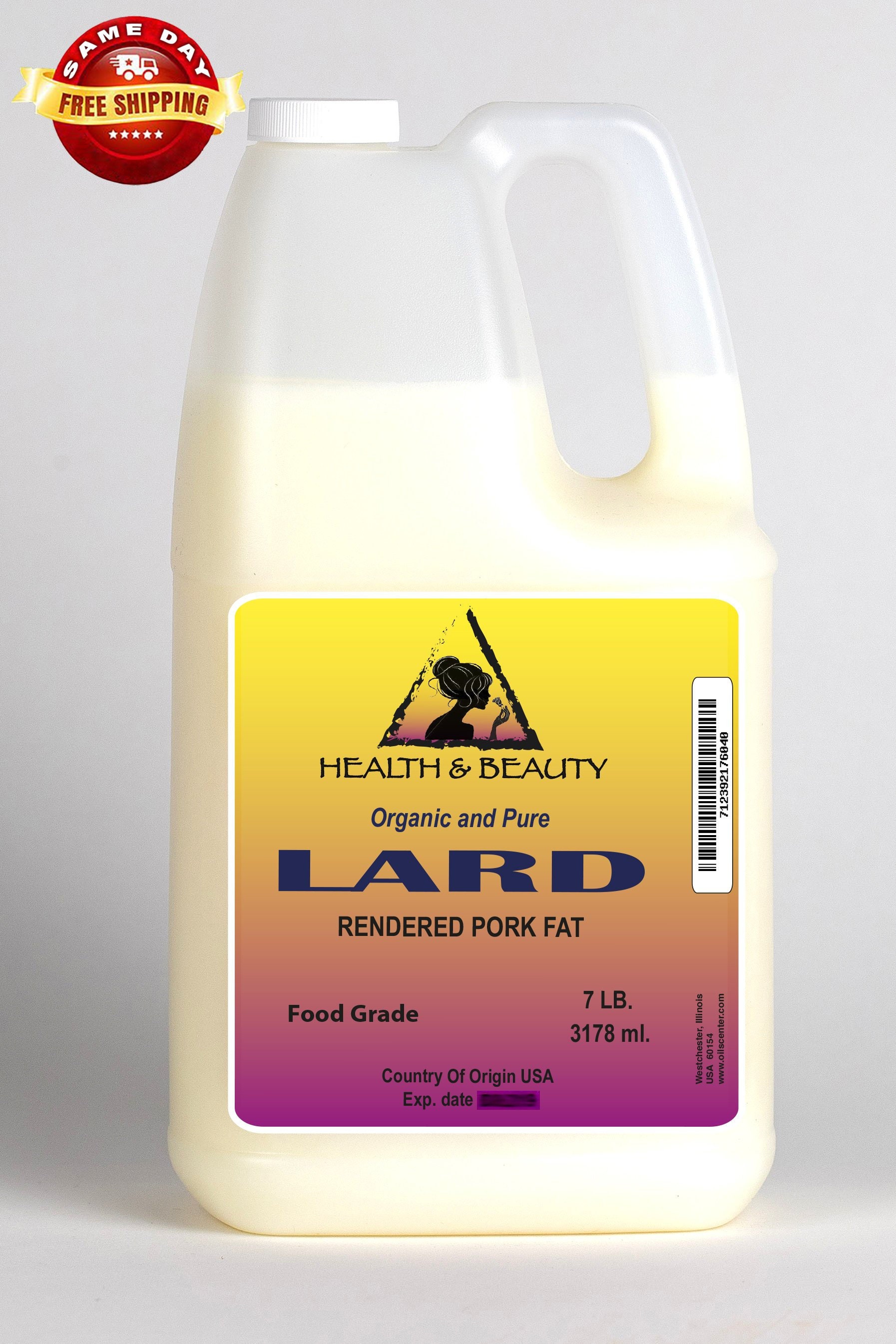 7 Lb 1 gal LARD Organic Rendered PORK FAT All Natural 100% | Etsy
