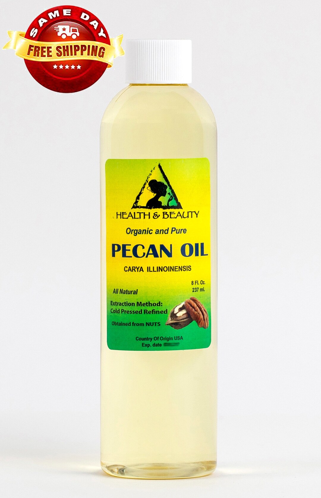 8 Oz PECAN OIL REFINED Organic Carrier Cold Pressed Premium Natural 100 ...