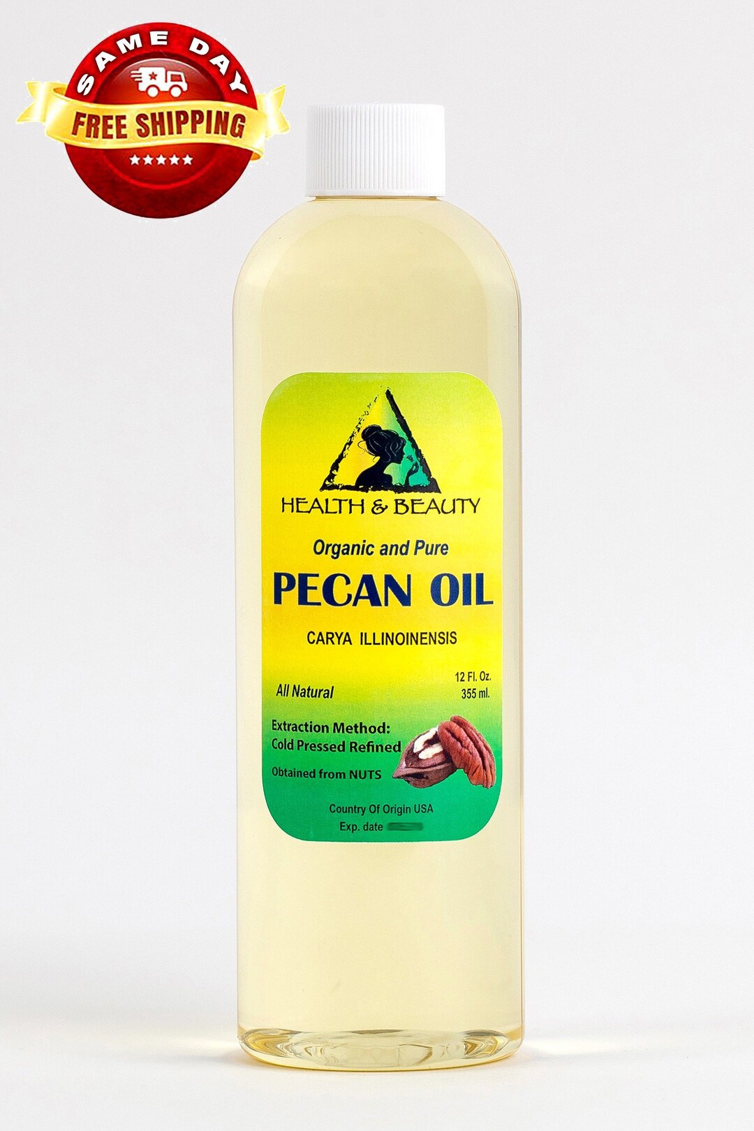12 Oz PECAN OIL REFINED Organic Carrier Cold Pressed Premium Natural ...