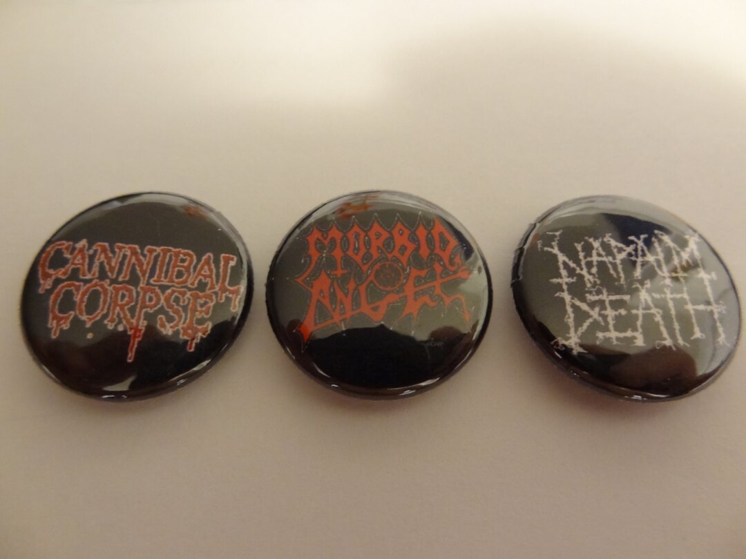 Three Old School Death Metal Pins Cannibal Corpse Morbid Angel Napalm ...
