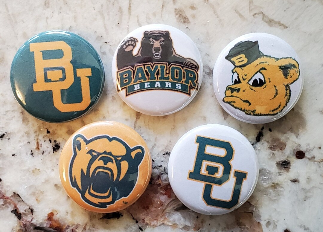 Five 1" ONE INCH DIAMETER Baylor University Pins Pinback Buttons Go ...