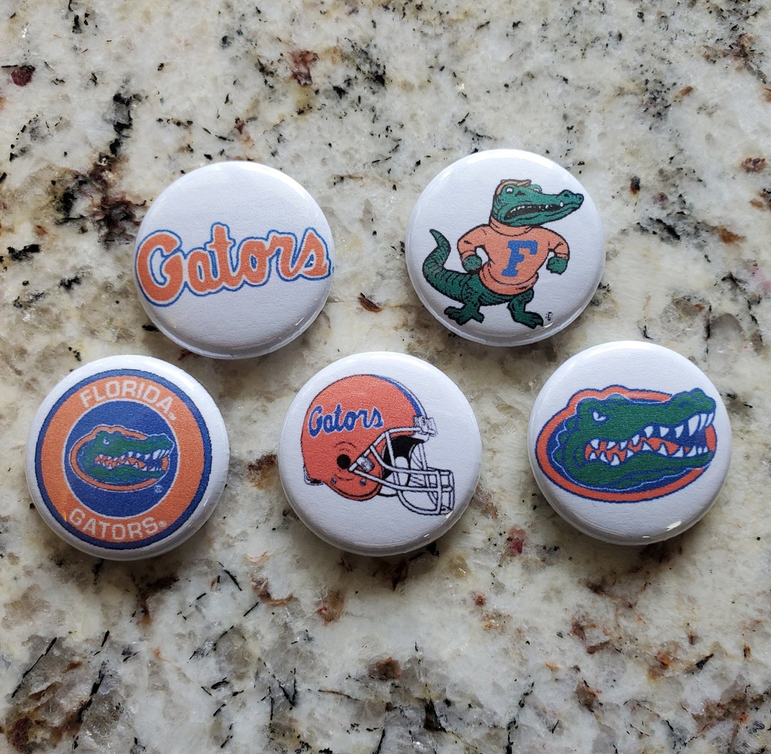 Five 1" ONE INCH DIAMETER University of Florida Pins Pinback Button Go ...