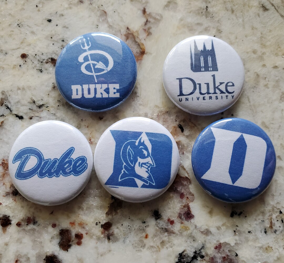 Five 1" ONE INCH DIAMETER Duke University pins pinback button Go Blue ...