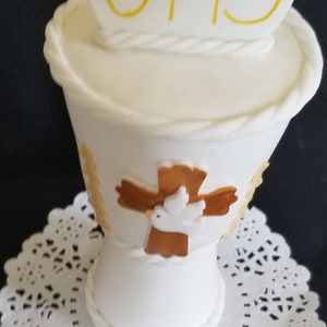 Chalice Cake Topper, Chalice Cup White W Gold, First Communion Cake ...