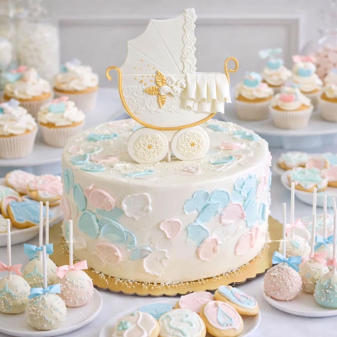 Carriage Cake Topper, Baby Shower Stroller Cake Decor, Baby Shower Cake ...