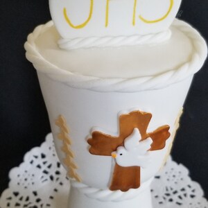 Chalice Cake Topper, Chalice Cup White W Gold, First Communion Cake ...