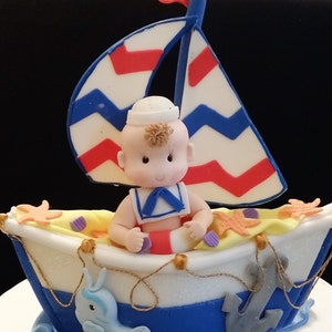 NAUTICAL CAKE TOPPER, Nautical Favor, Sailor Birthday, Sailor Boy Cake ...