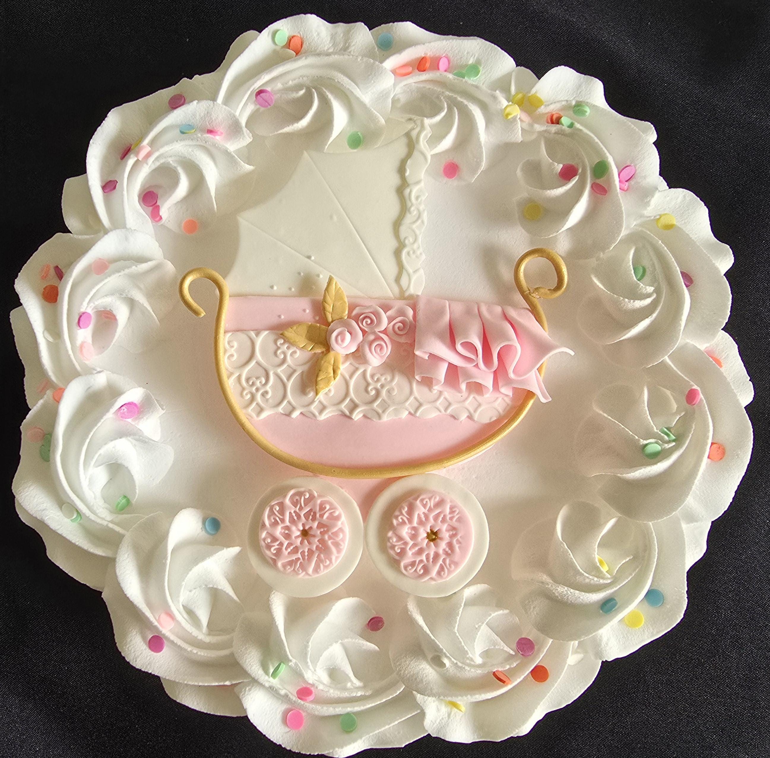 Baby Shower Cake Topper, Pink Carriage Topper, Baby Shower Centerpiece ...