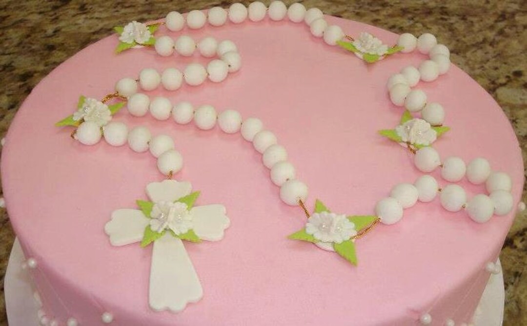 Baptism Cake Topper, Baptism Rosaries, First Communion Rosary Cake ...