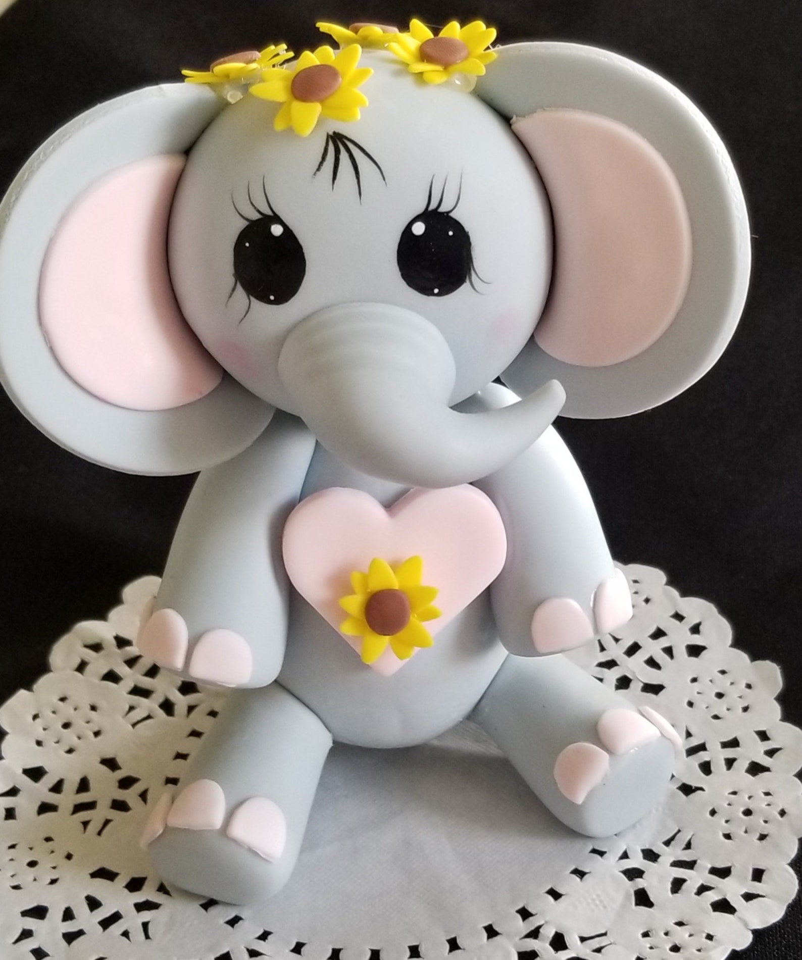 Purple Floral Elephant Cake Topper, It's a Girlbaby Shower, Elephant ...