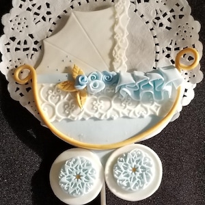 Baby Shower Cake Topper, Pink Carriage Topper, Baby Shower Centerpiece ...