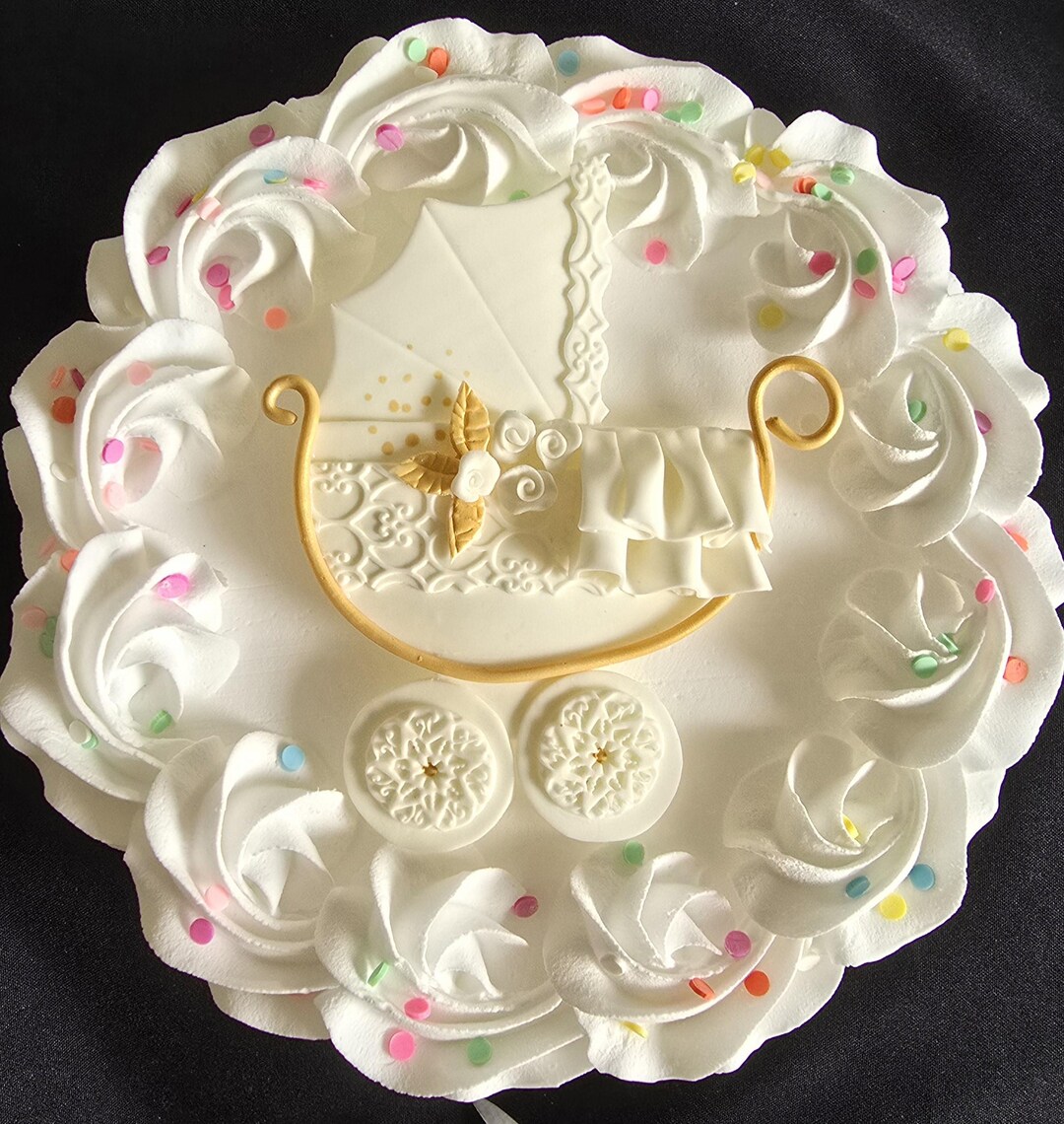Carriage Cake Topper, Baby Shower Stroller Cake Decor, Baby Shower Cake ...