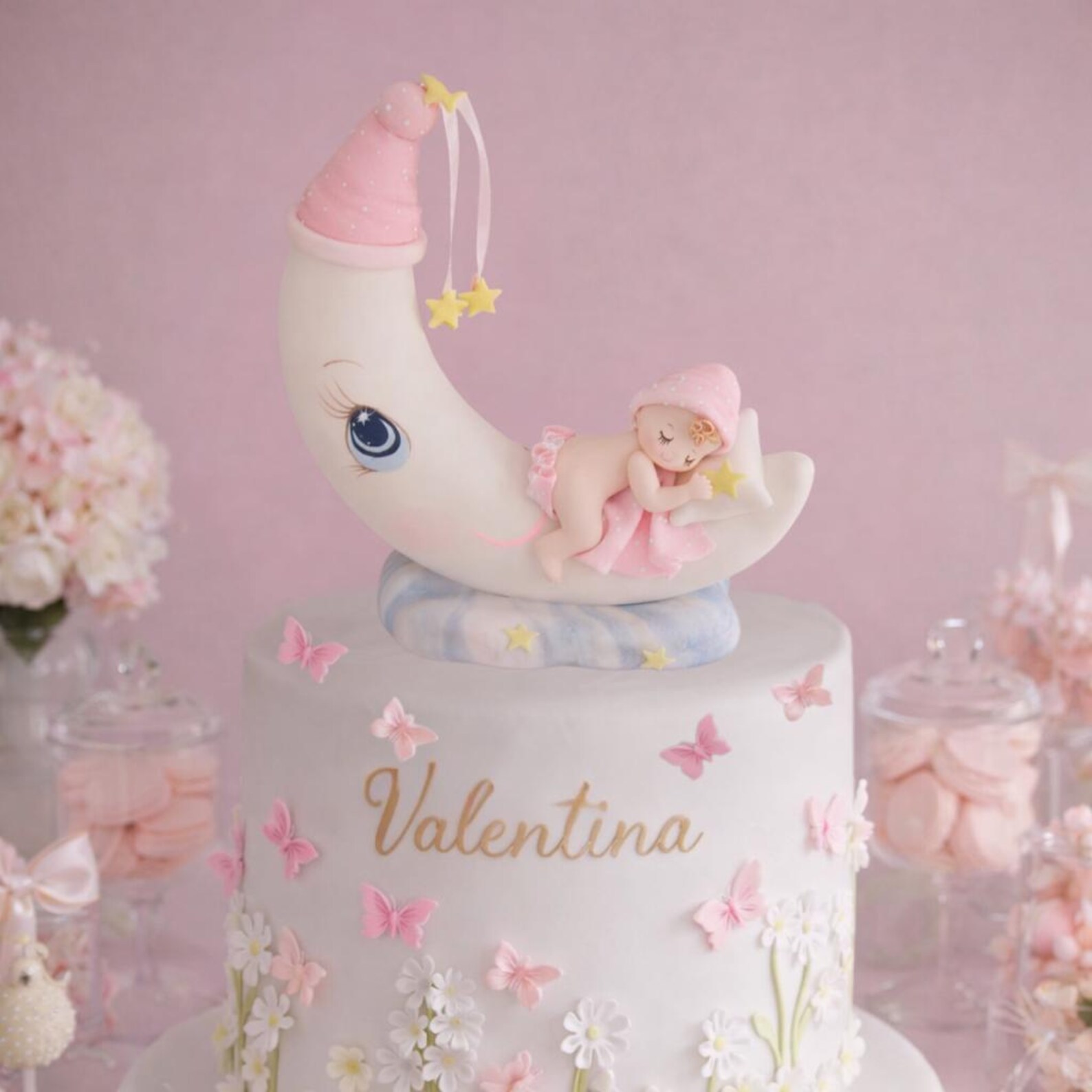 BABY SHOWER Cake Topper, Moon Baby Shower, Baby Sleeping Over Moon ...