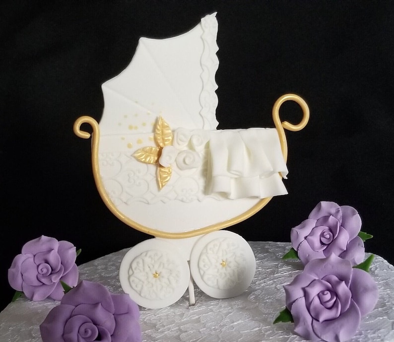 Baby Girl Cake Topper, Blue Carriage Topper, Baby Shower Centerpiece ...