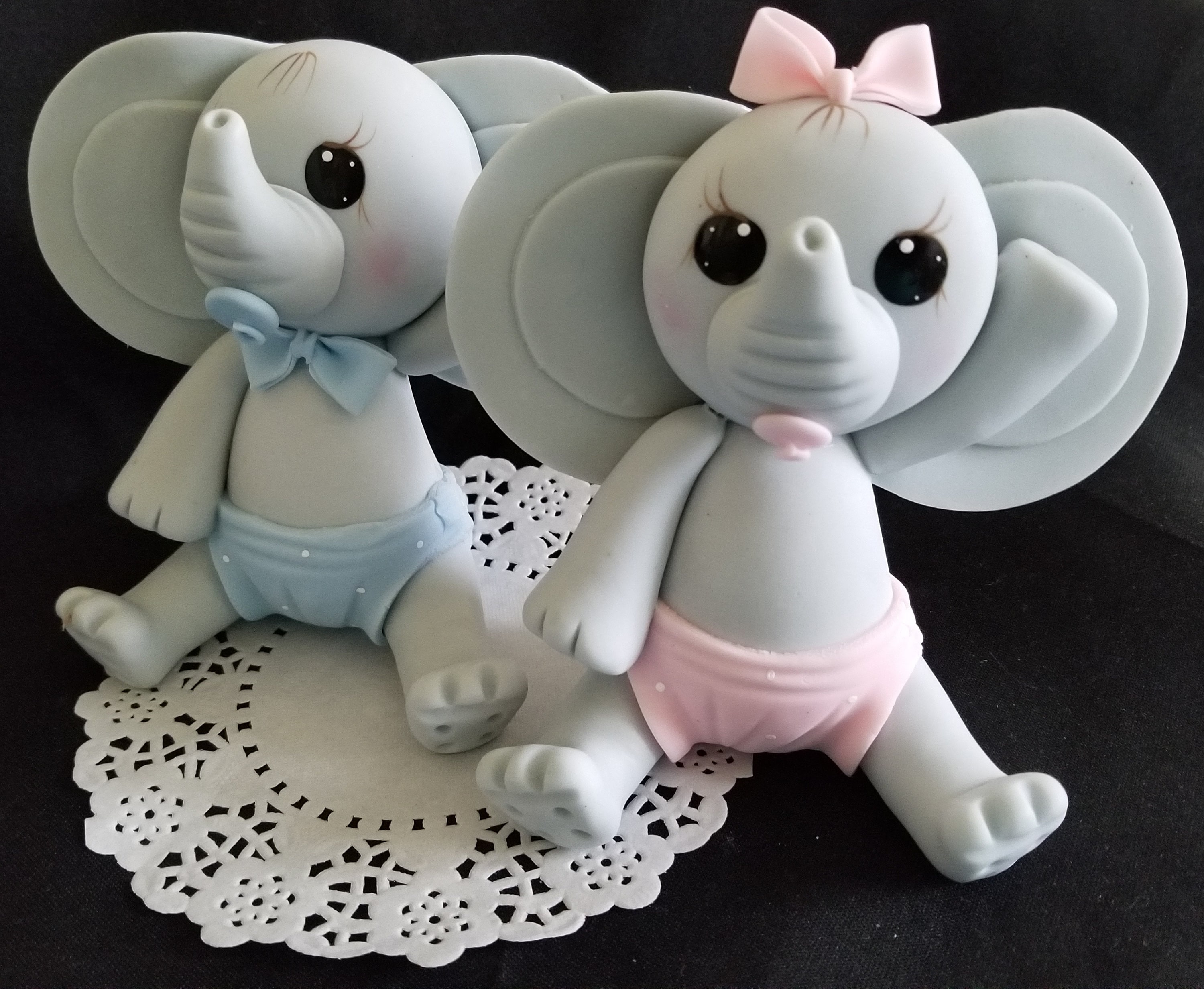 Gray Elephant Cake Topper Baby Elephant Topper Pink Gray - Etsy