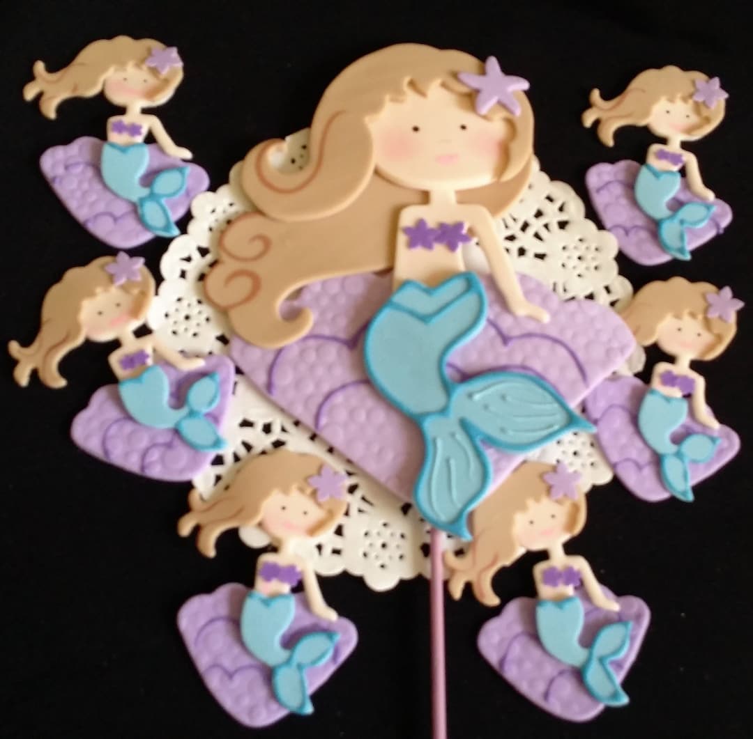 Mermaid Cake Topper, Mermaid Cupcake and Cake Topper, Mermaid Birthday ...