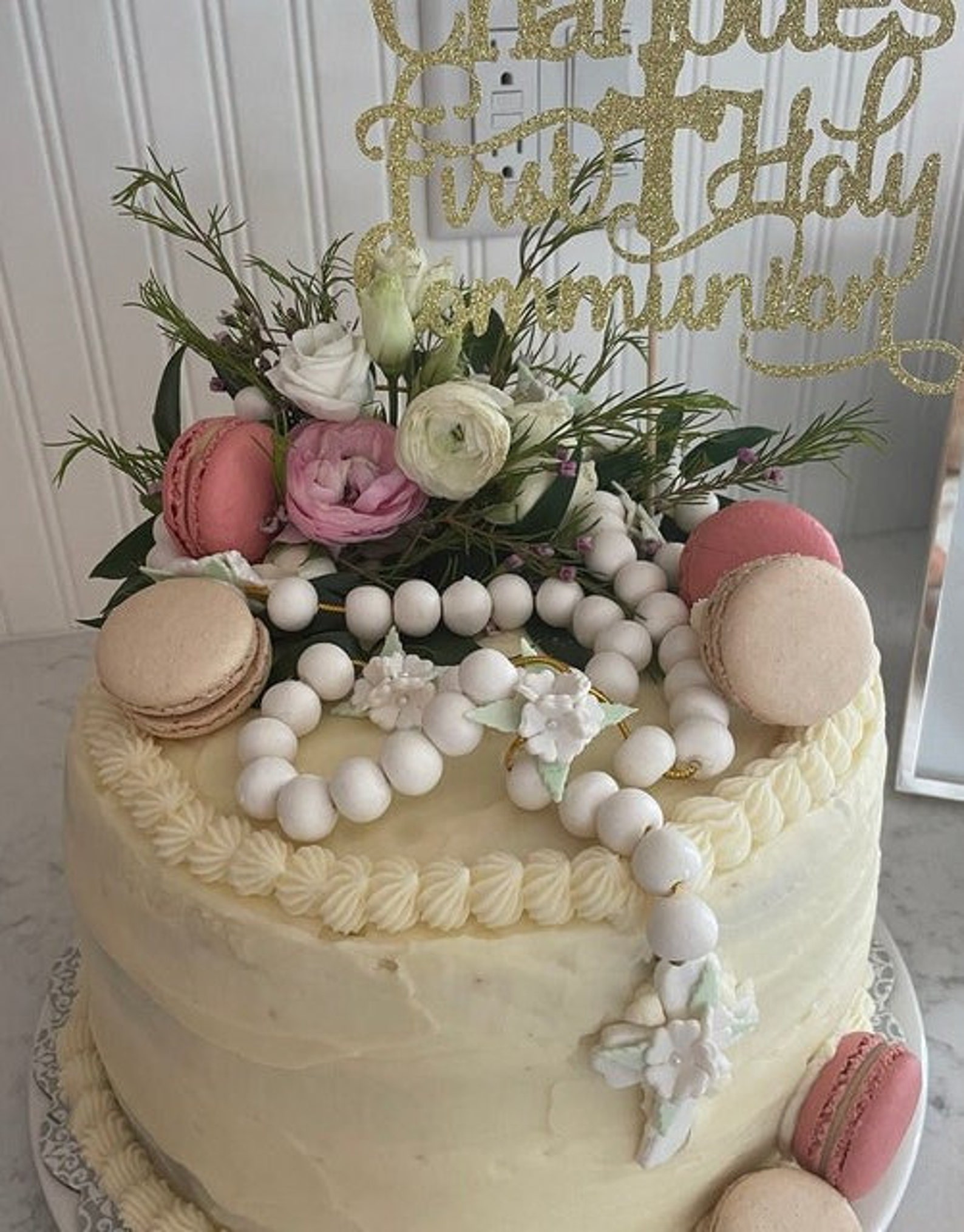 First Communion Cake Topper, Rosaries Favor, Rosary Cake Topper ...