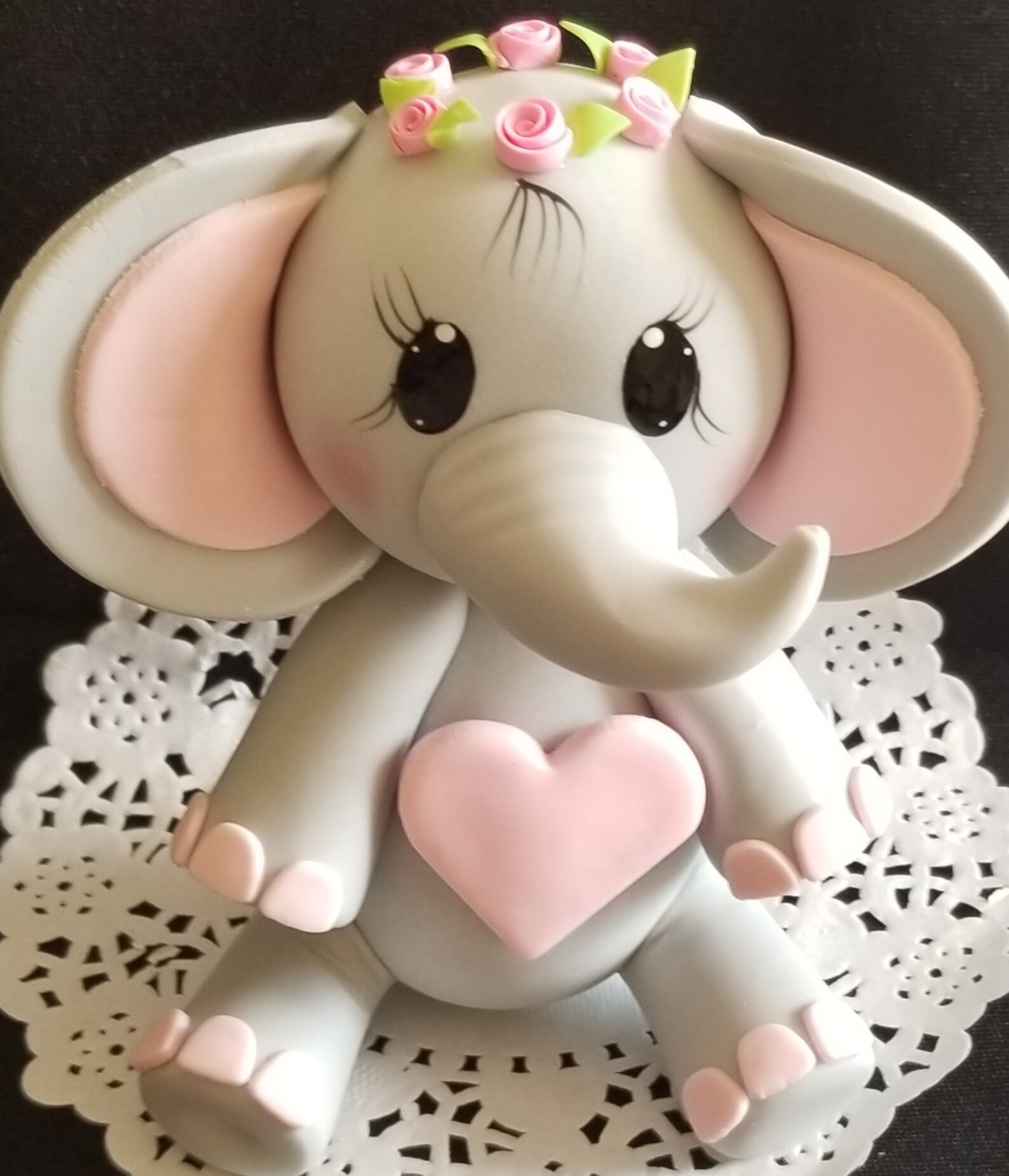 Gray Pink Elephant Floral Elephant Cake Topper Elephant - Etsy