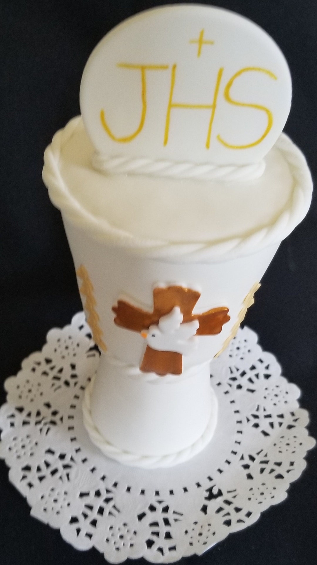 Chalice Cake Topper, Chalice Cup White W Gold, First Communion Cake ...
