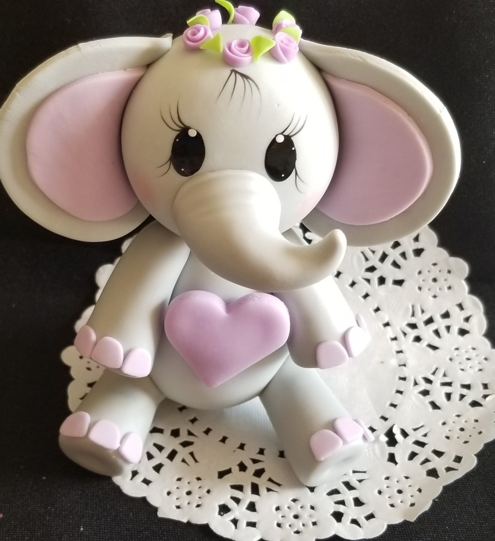 Purple Floral Elephant Cake Topper, It's a Girlbaby Shower, Elephant ...