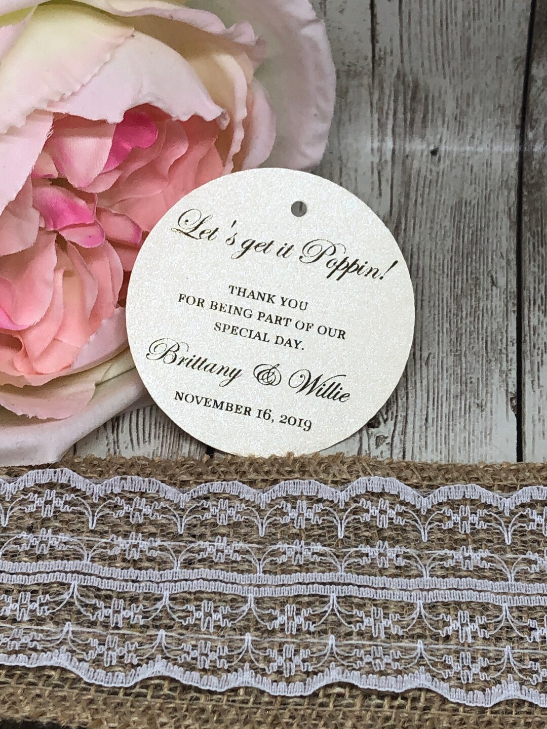 Personalized Wedding Favor Tags: Champagne Theme, Gold Foil (2 1/4") - Etsy