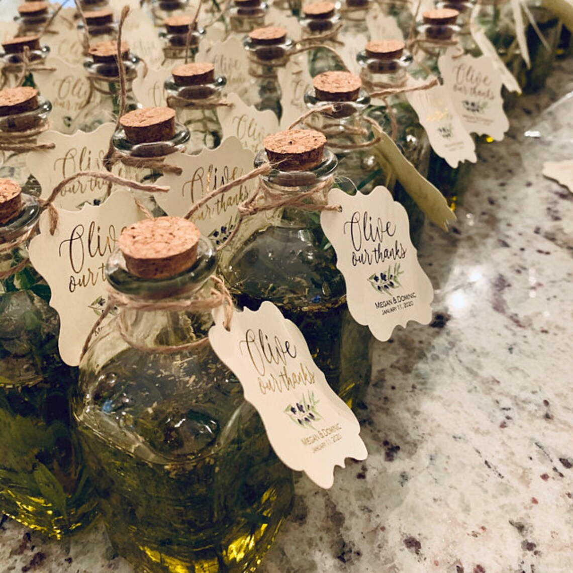 2 Olive our thanks Olive oil favor tags Olive themed | Etsy