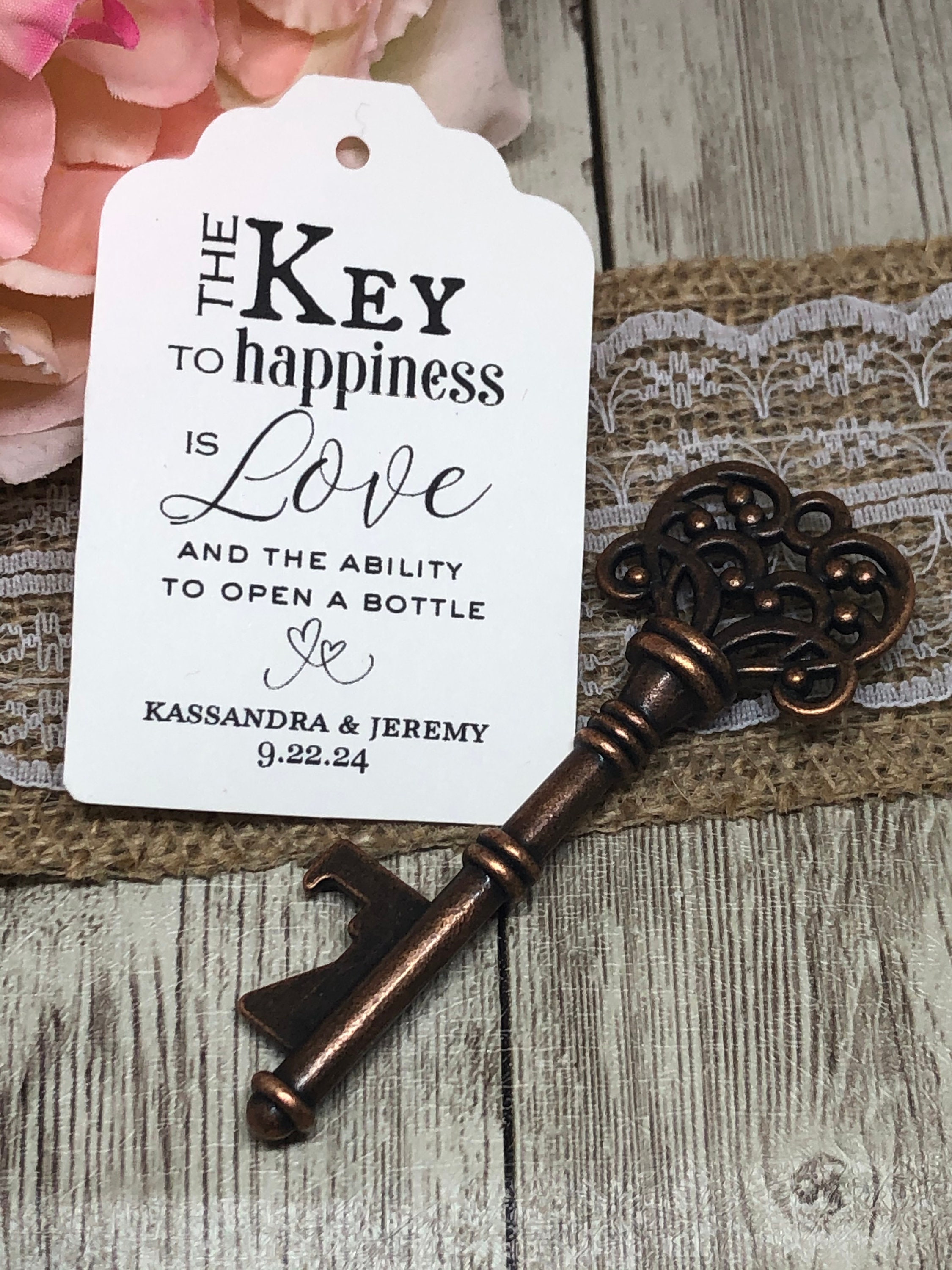 2.25x 1.5 Wedding Favor Tags Gold Foil Tags Key | Etsy
