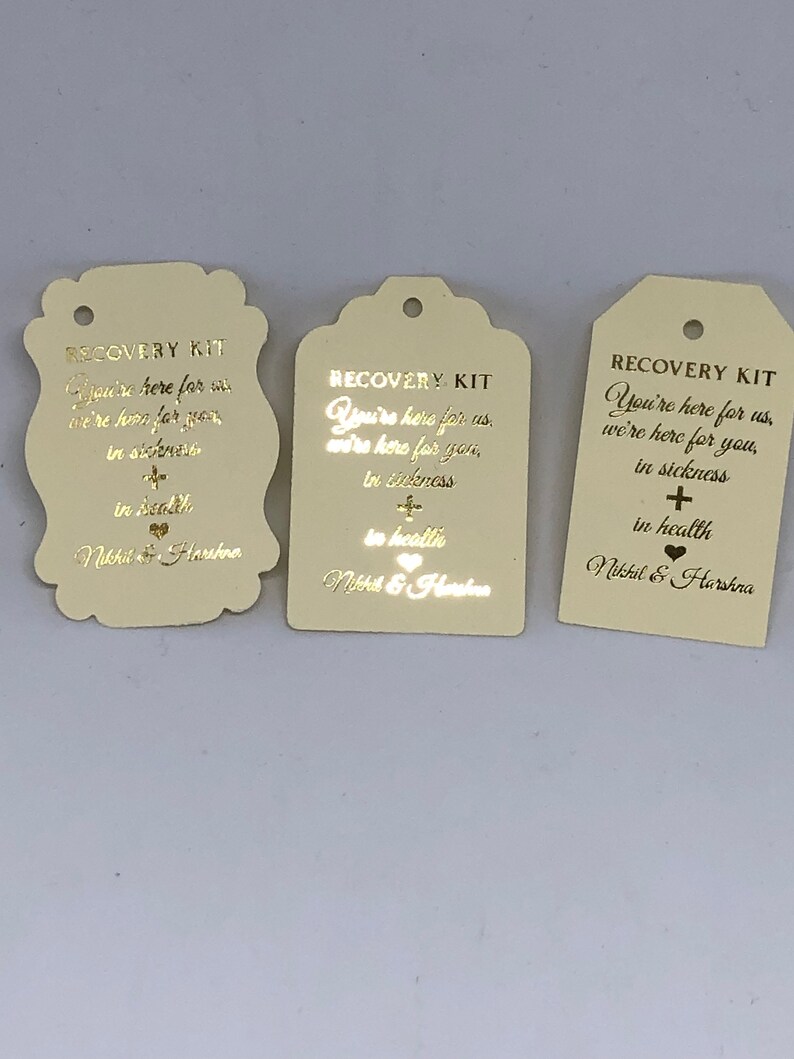 Wedding Recovery Kit Favor Tags Recovery Kit Favor Tags Gold - Etsy