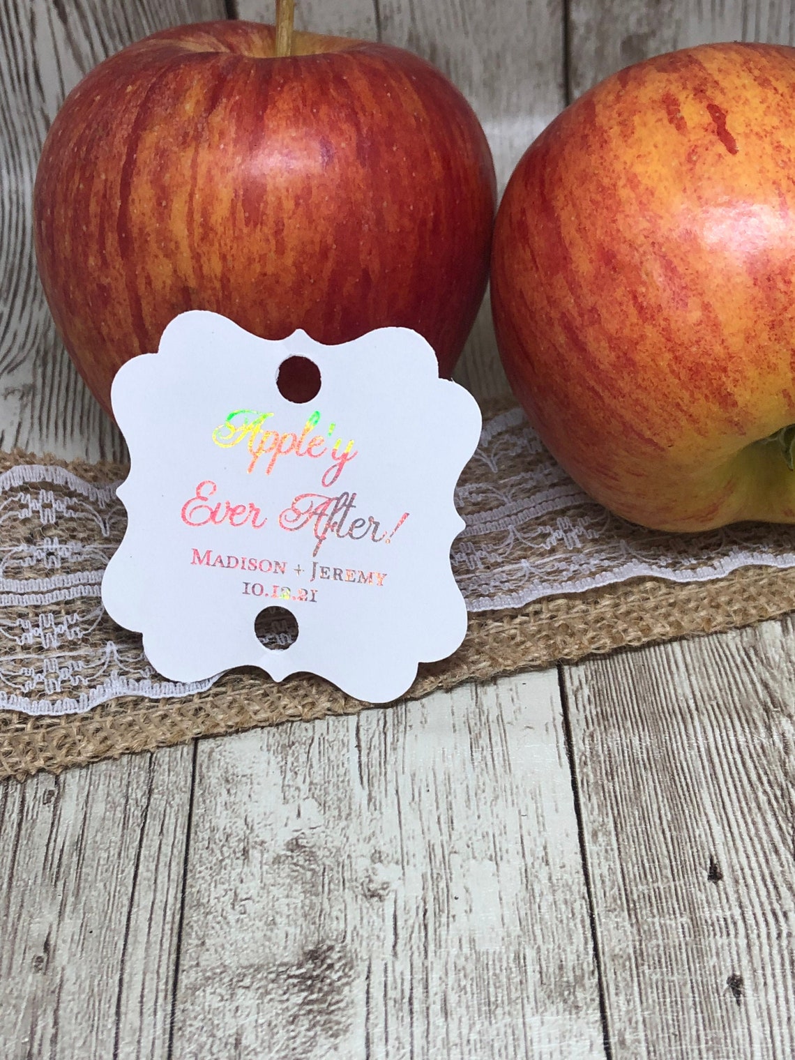2 Candy Apple Favor Tags Wedding Apple Favor Tags | Etsy