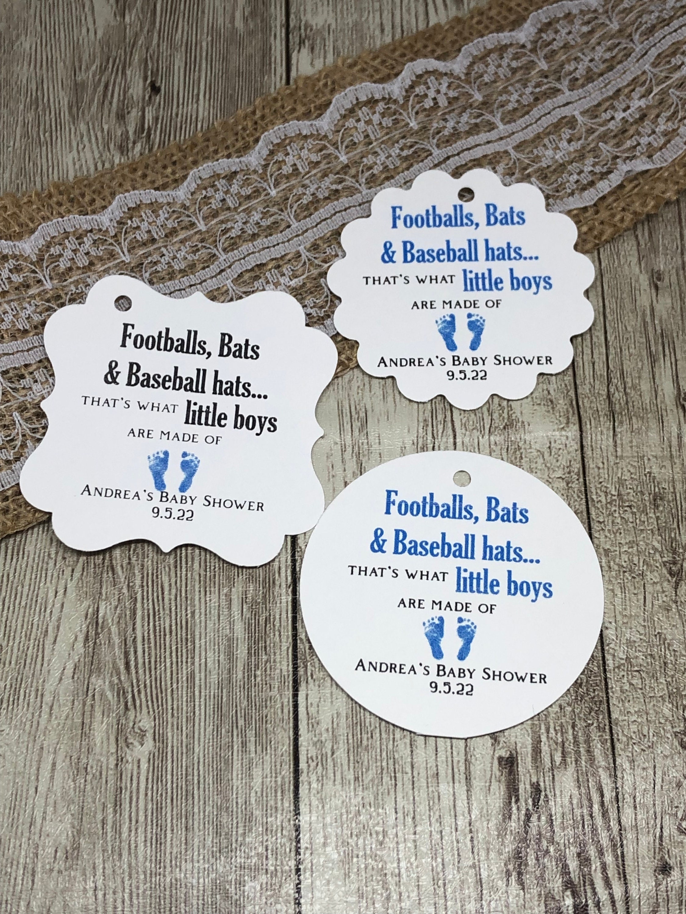 2" Baby Boy Shower Favor Tags: Sports Theme - Etsy