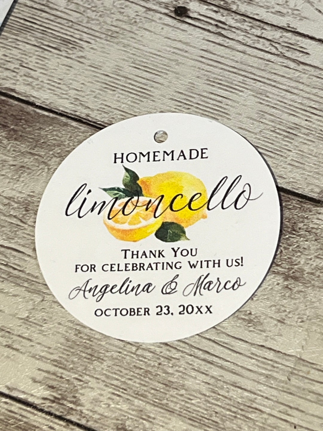 Wedding Favor Tags, Homemade Limoncello Drink Tags, Thank You Favor ...