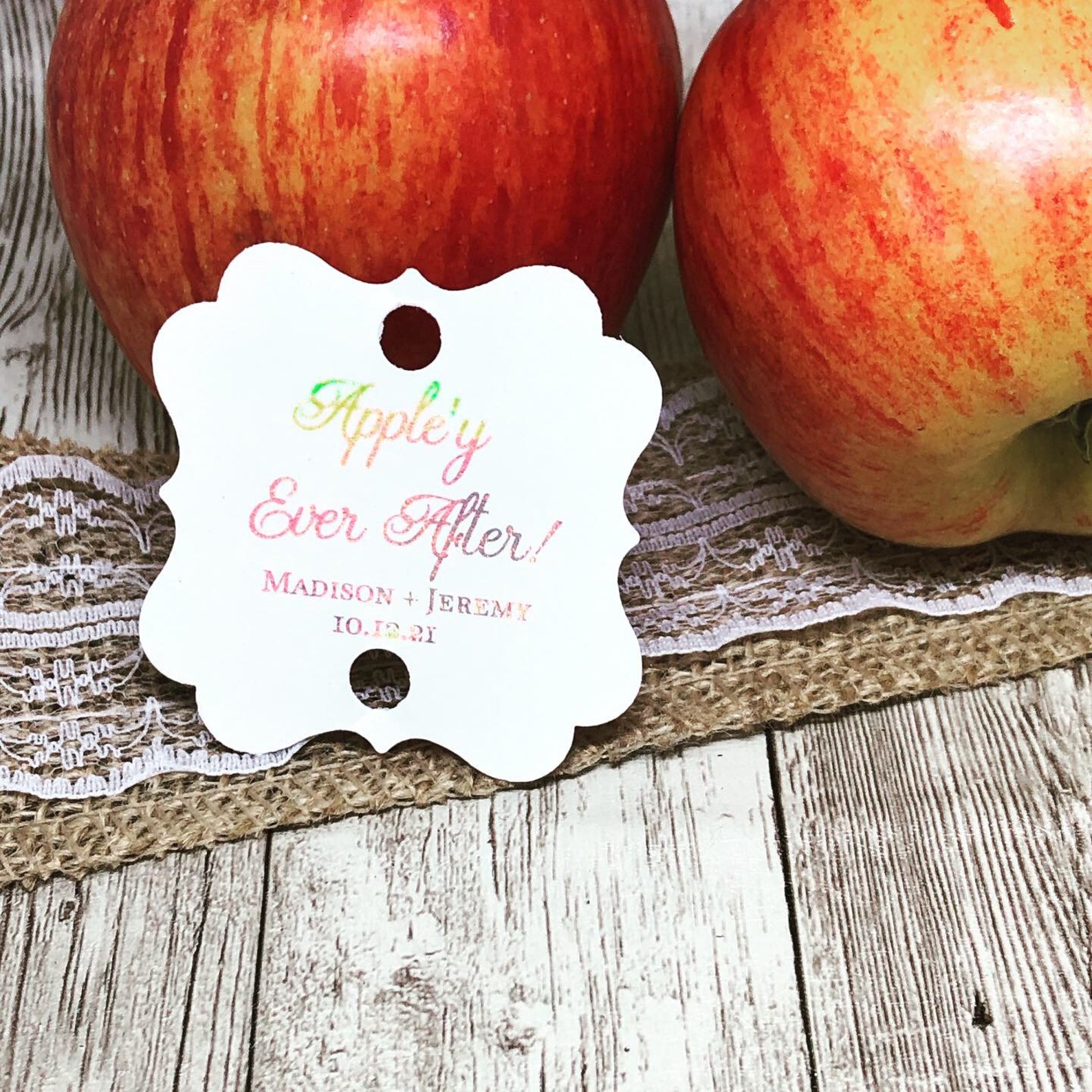 2 Candy Apple Favor Tags Wedding Apple Favor Tags | Etsy
