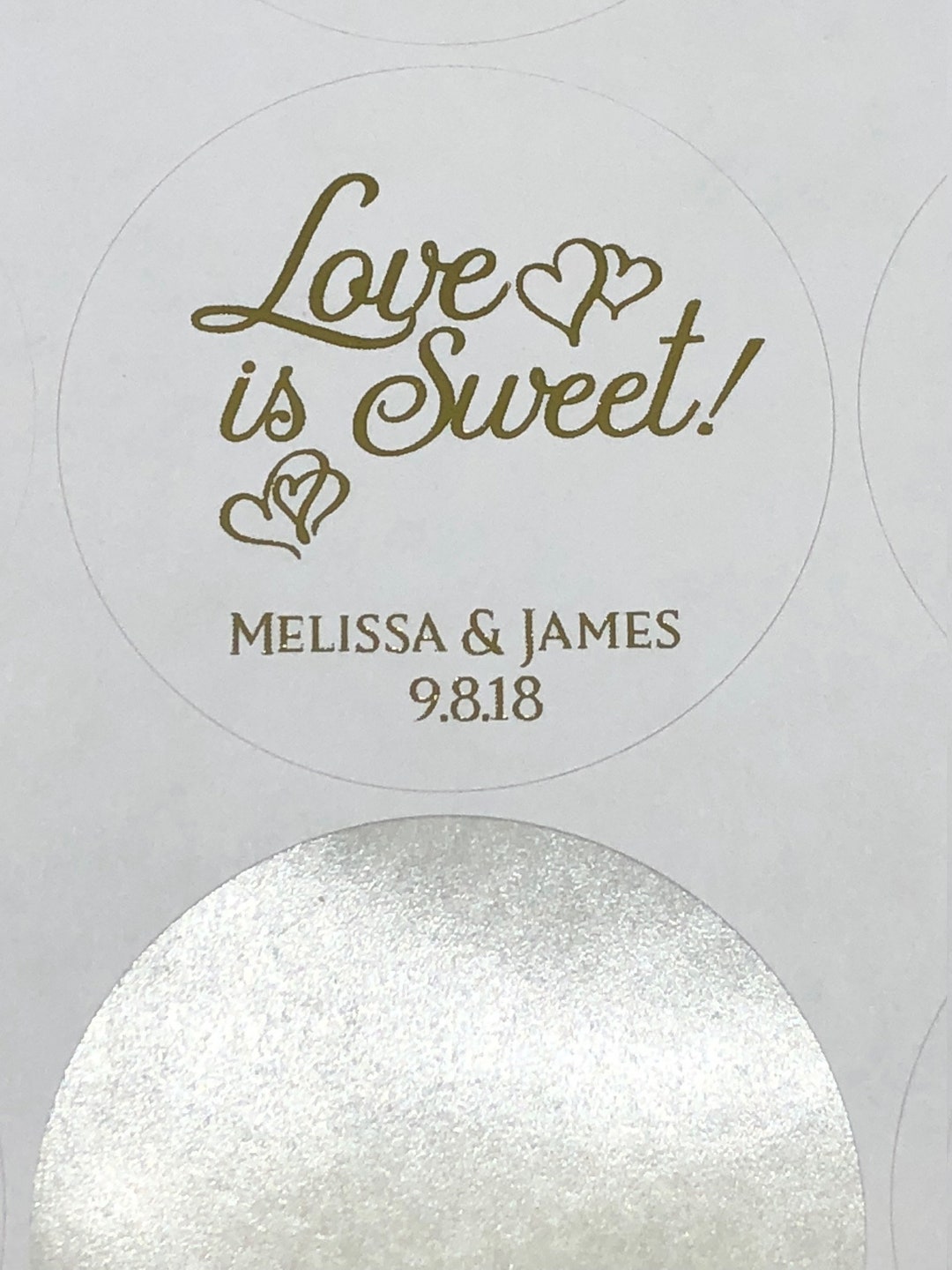 2" Round Gold Foil Labels Stickers, Foil Stickers Love is Sweet, Foil ...