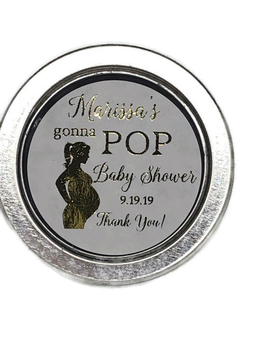 2" Round Baby Shower Favor Thank You Stickers Gold Foil Text Labels ...
