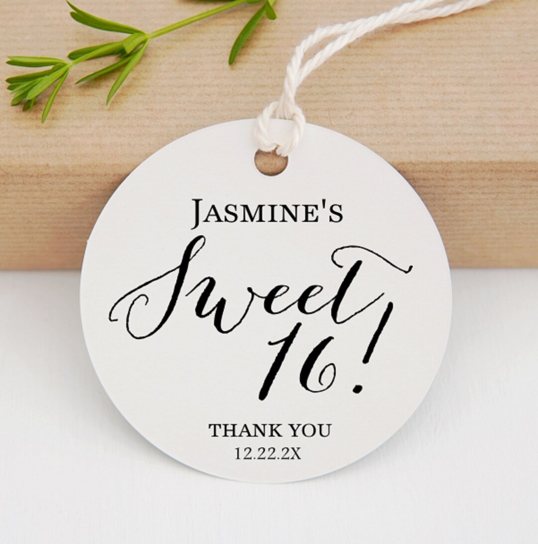 Gold Foil Sweet 16 Favor Tags: Personalized Party Decor - Etsy