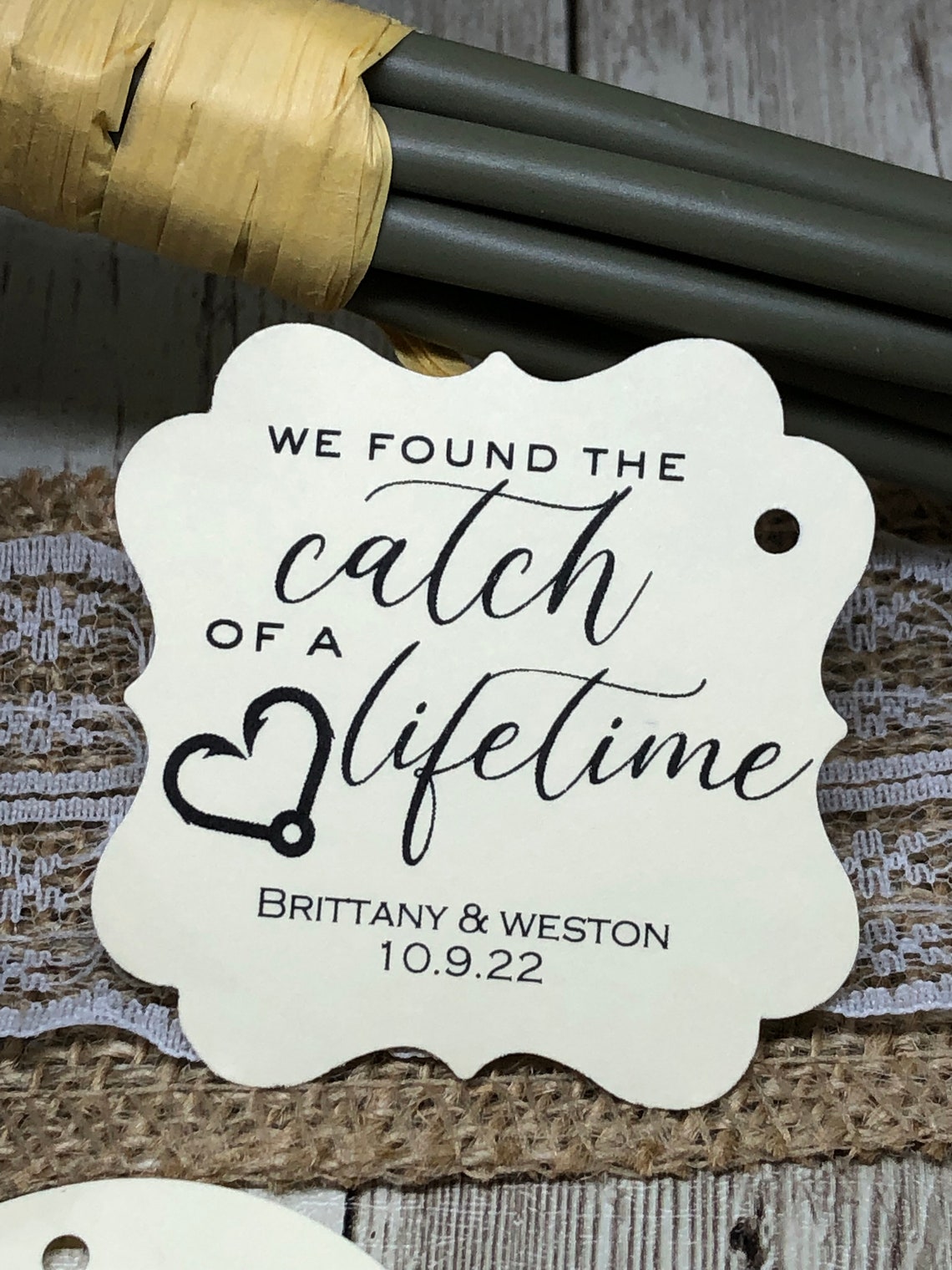 2 Catch of Lifetime Fishing Themed Wedding Tags - Etsy