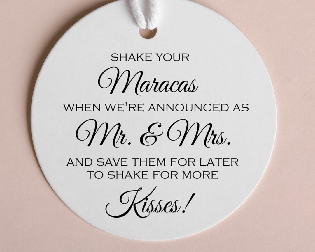 Wedding Maracas Favor Tags: Shake for Kisses, 2 Inch Round - Etsy